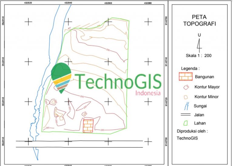 hasil contur peta topografi menggunakan autocad | TechnoGIS Indonesia